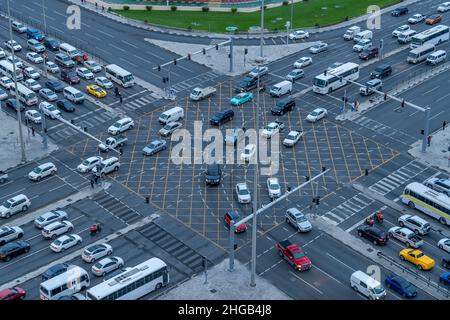 Aerial View of Doha C Ring Road Ramada Signa at rush hour Stock Photo ...