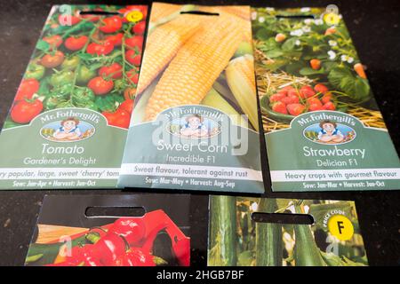 Various vegetable seed packets made and sold by Mr. Fothergill's Stock ...