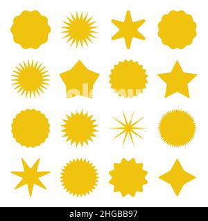 Retro stars, sunburst symbols. Vintage sunbeam icons. Black shopping ...