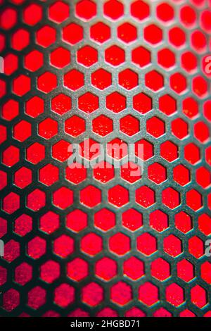Hexagon grid over a red microphone Stock Photo - Alamy