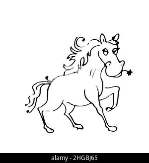 hand drawn horse doodle animal paisley adult stress release coloring ...