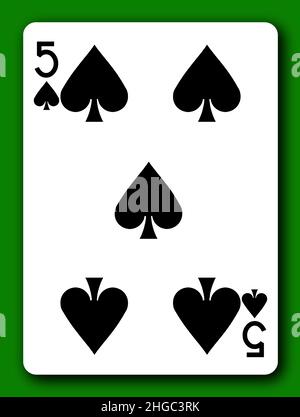 Five of Spades playing card - isolated on white (clipping path included ...