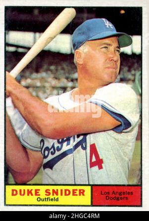 Los Angeles Dodgers Duke Snider (4) portrait from his 1962 season with ...