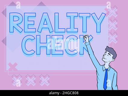 Writing displaying text Reality Check. Business concept making the ...