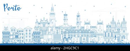 Portugal, Porto architecture line skyline illustration. Linear vector ...