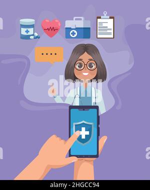 female doctor with medical order and kit vector illustration design ...