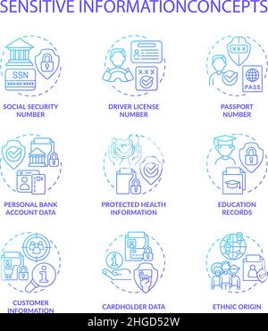 Personal sensitive data gradient icons set for dark and light mode Stock Vector Image & Art - Alamy