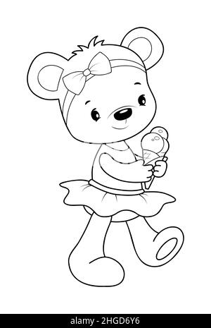 Ice Cream Bear Coloring Page for Kids Stock Vector Image & Art - Alamy