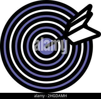 Icon Of Target With Dart. Editable Bold Outline With Color Fill Design ...