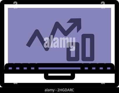 Icon Of Laptop With Chart. Editable Bold Outline With Color Fill Design ...