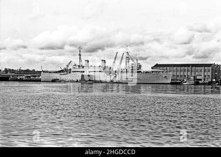 HMS Forth A187 submarine depot ship with an O class submarine ...