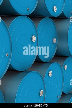 Gas fuel barrels arranged in array stacked against each other render 3d ...