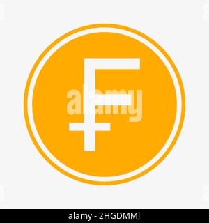 Swiss franc currency icon logo sign vector outline in black and white ...