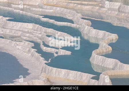 Travertine Terrace Formations at Pamukkale town in Denizli Province of ...