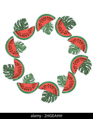 Round frame of watermelon. Exotic watermelon, collected in a ...