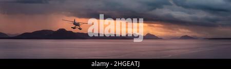 Seaplane Aircraft Flying over the Pacific Ocean Coast Stock Photo - Alamy