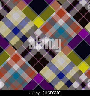 Diagonal madras patchwork plaid cotton pattern. Seamless quilting ...