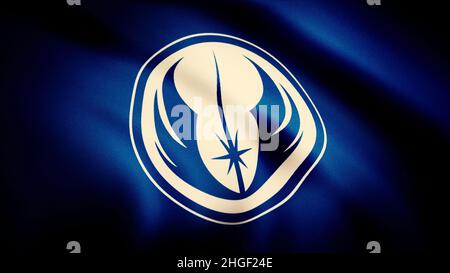 The animation of the flag of the Jedi Order Symbol. The star Wars theme ...