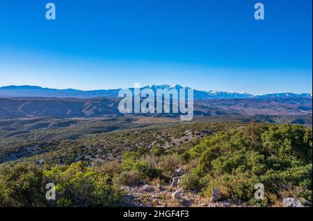 View of Mount Canigou and the Pyrenees from a walk to the tower of ...