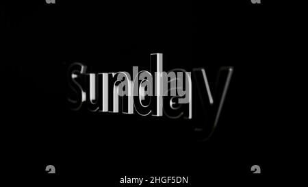 Sunday title. Word sunday animation over black and grey background ...