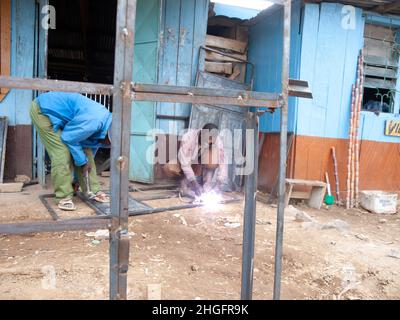 Street welding business, window frames in Kenya, Africa Stock Photo - Alamy