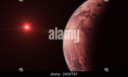 TRAPPIST-1D Livable Habitable Exoplanet with Moons in Space Stock Photo ...