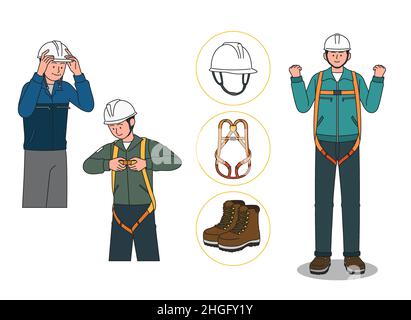 industrial, construction site safety precautions illustration Stock ...