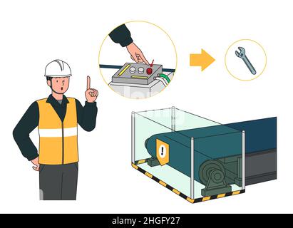 industrial, construction site safety precautions illustration Stock ...