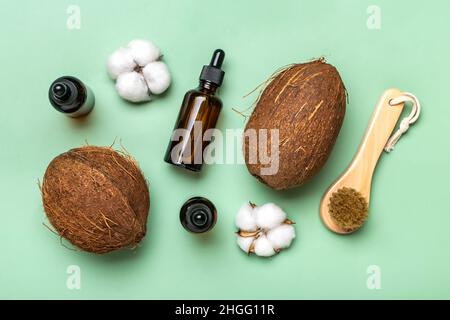 Jar with coconut oil and brush on white background Stock Photo - Alamy