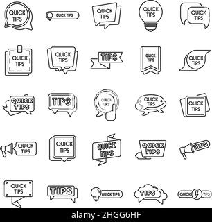 Quick tips line icons. Set of Helpful tricks, Solution and Quickstart ...