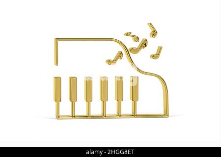 Golden 3d electronic piano icon isolated on white background - 3d ...