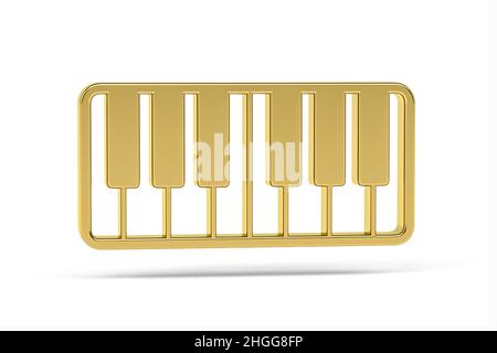 Golden 3d electronic piano icon isolated on white background - 3d ...