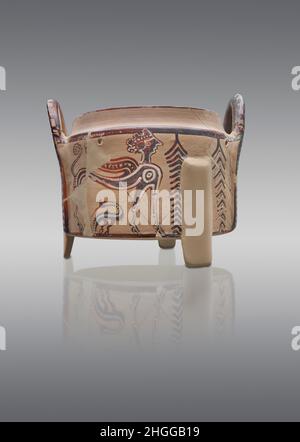 Mycenaean pottery Pyxis with a shinx illustration, 1250 -1150 BC . Cult ...