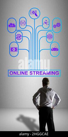 Live streaming concept drawn on a billboard Stock Photo - Alamy