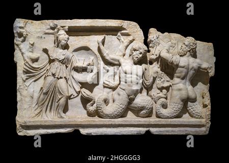 Athena. Ancient Greek goddess. 2nd century AD. Roman marble statue ...