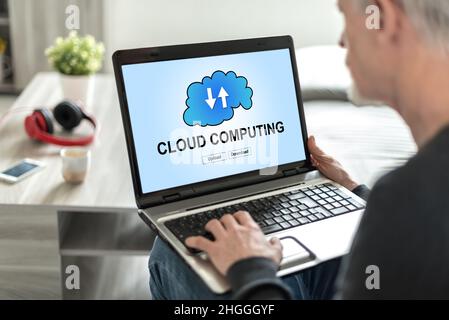 Laptop screen displaying a cloud computing concept Stock Photo - Alamy
