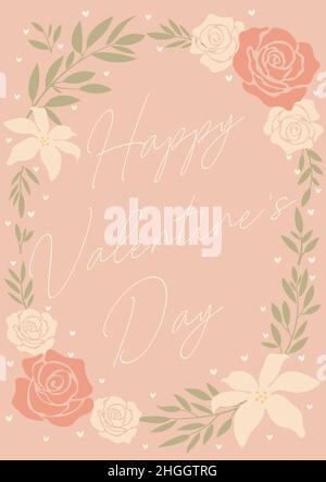 Card design be mine with floral and leaf frame, isolated on pink ...