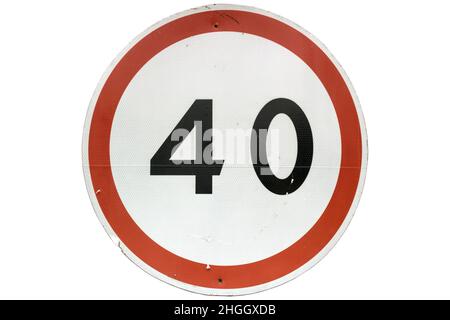 European Speed limit sign 40 km per hour Stock Photo - Alamy