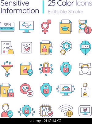 Personal information RGB color icons set Stock Vector Image & Art - Alamy