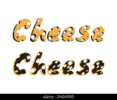 Cheese typography. Cartoon whole letters of delicious snack food ...