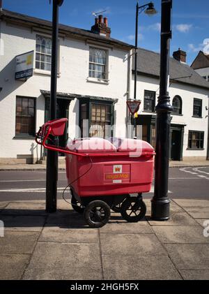 Royal Mail post trolley pictured in the market town of Romsey hampshire ...