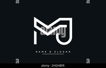 MJ M J initial based abstract modern minimal creative logo, vector template image. luxury ...