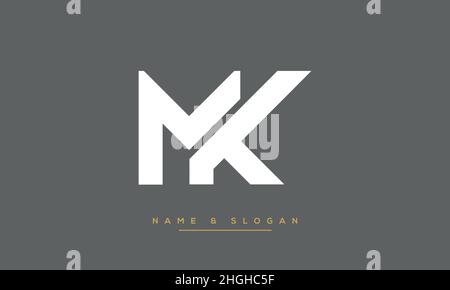 Initial Letter MK Vector Logo Template in handwritten Signature Style ...