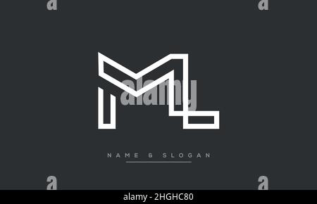 Modern abstract letter ML, LM logo design. Minimal ML, LM initial based ...