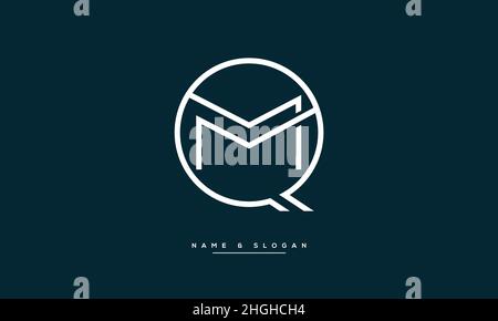 MQ M Q initial based modern minimal creative logo vector template image. Line art finger print ...