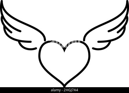 Heart with wings icon. Valentines day symbol. Vector illustration ...