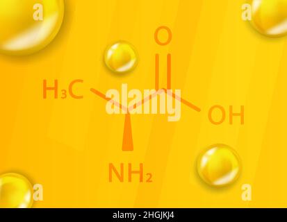 Alanine – Ala – A Amino Acid chemical structure. Molecular formula ball ...