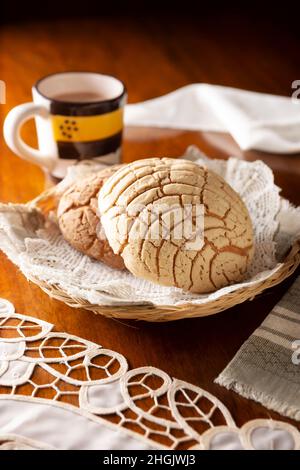 traditional sweet mexican bread conchas, coffee beans, mexican Stock ...