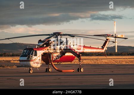 a Sikorsky CH-54B Skycrane gets ready to do some aerial firefighting at ...