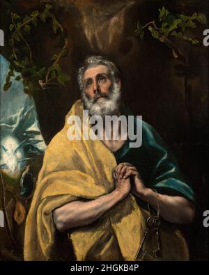 El Greco, Saint Peter in Tears, painting, c. 1587 Stock Photo - Alamy